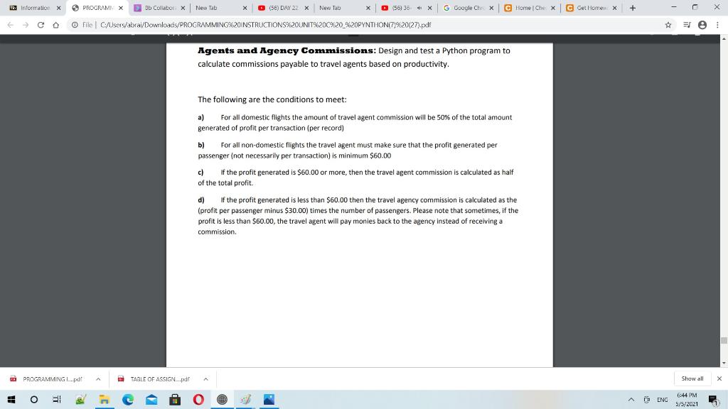Solved Agents and Agency Commissions: Design and test a | Chegg.com