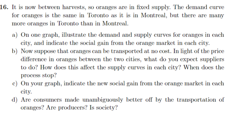 Solved 6. It is now between harvests, so oranges are in | Chegg.com