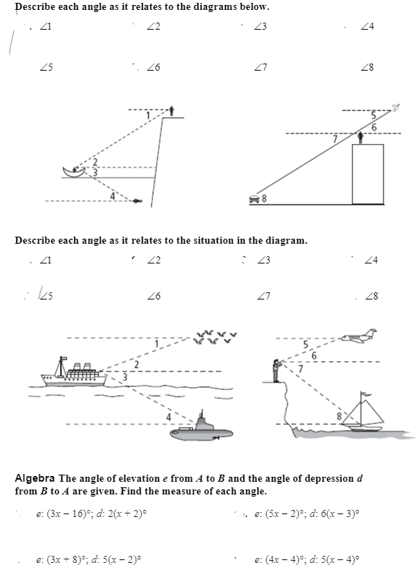 Solved Describe Each Angle As It Relates To The Diagrams