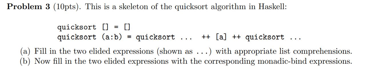 Solved Problem 3 (10pts). This is a skeleton of the | Chegg.com