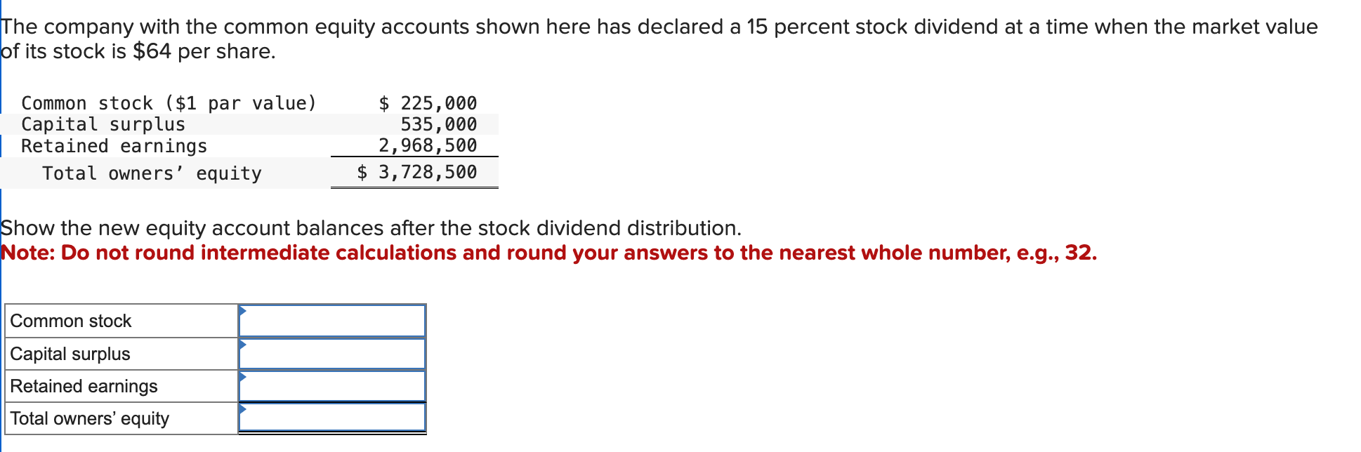 Solved The company with the common equity accounts shown | Chegg.com