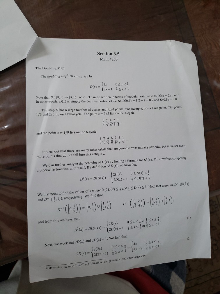 Solved Section 3.5 Math 4250 The Doubling Map The doubling | Chegg.com
