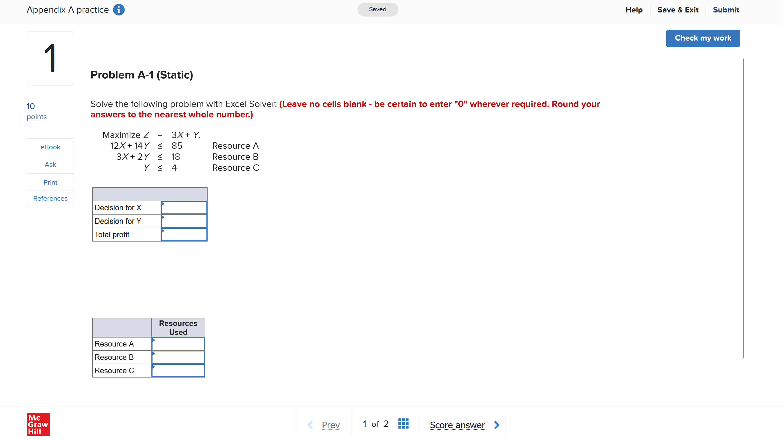 Solve the following problem with Excel Solver: (Leave | Chegg.com