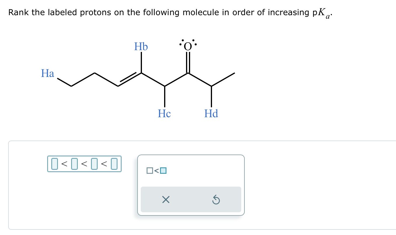 Solved Rank the labeled protons on the following molecule in | Chegg.com