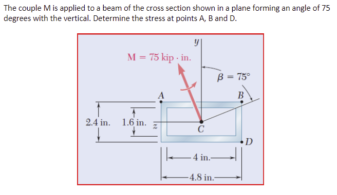 Solved The couple M is applied to a beam of the cross | Chegg.com