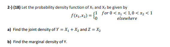 Solved 2-) (18) Let the probability density function of X1 | Chegg.com