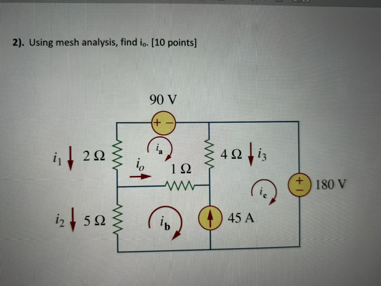Solved 2). Using mesh analysis, find i0. [10 points] | Chegg.com
