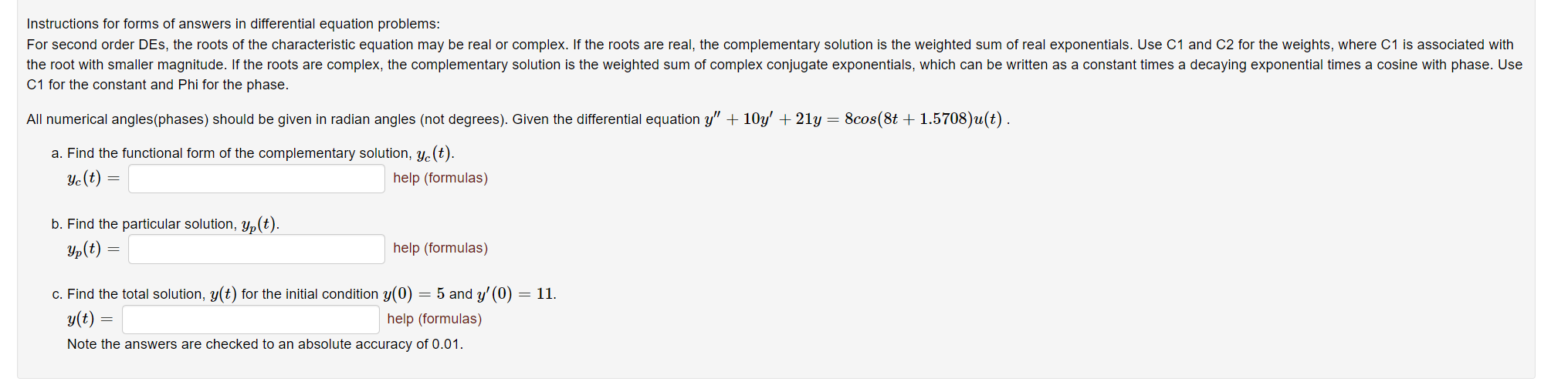 Solved Instructions for forms of answers in differential | Chegg.com