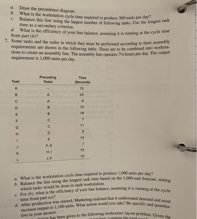 Solved 5. An assembly line is to operate eight hours per day | Chegg.com