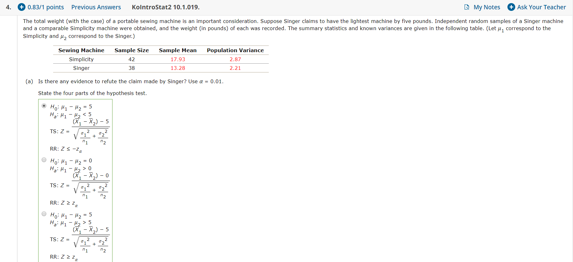 Solved My Notes 0 83 1 Points Previous Answers Ask Your