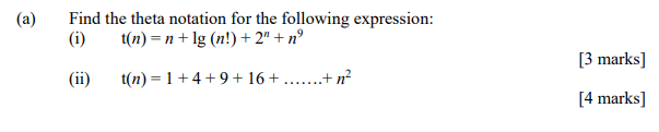 Solved (a) Find the theta notation for the following | Chegg.com
