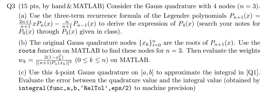 Solved Q3 (15 pts, by hand \& MATLAB) Consider the Gauss | Chegg.com