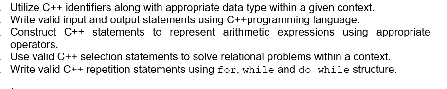 Solved Utilize C++ identifiers along with appropriate data | Chegg.com
