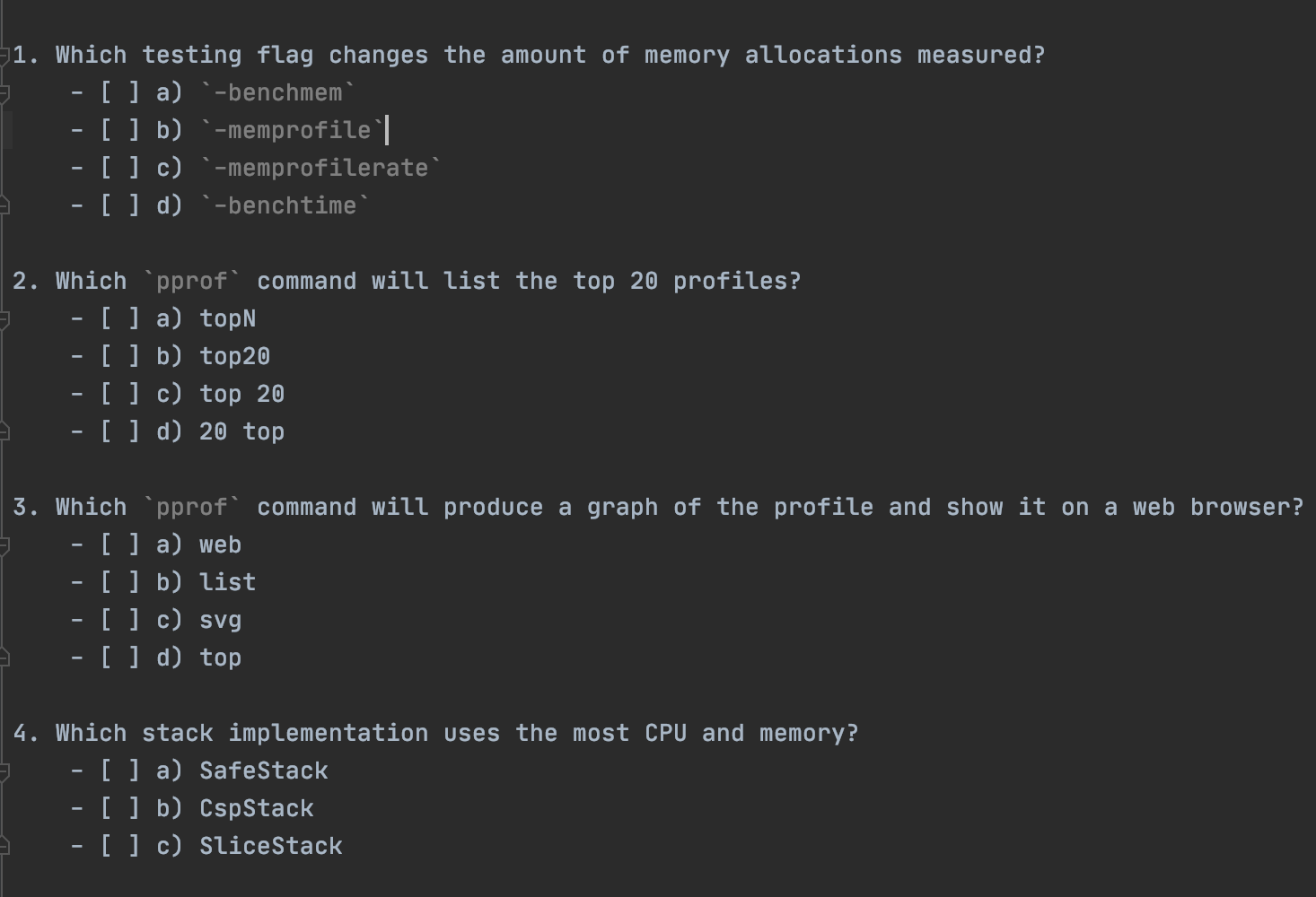 Solved F 1. Which testing flag changes the amount of memory | Chegg.com