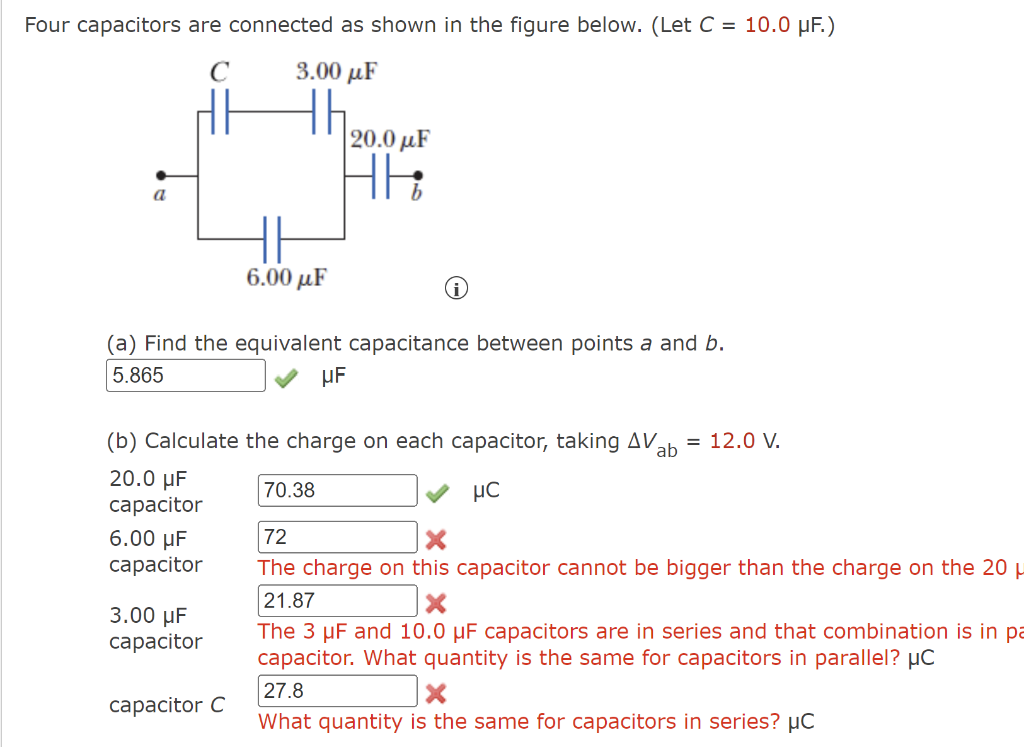 Solved Four capacitors are connected as shown in the figure | Chegg.com