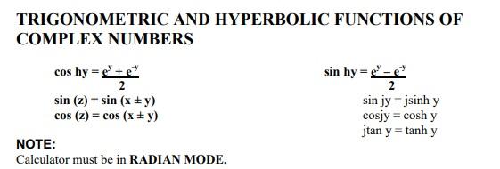 Solved TRIGONOMETRIC AND HYPERBOLIC FUNCTIONS OF COMPLEX | Chegg.com