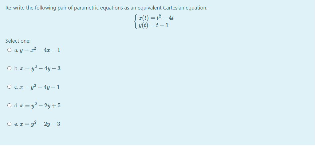 Solved Re-write the following pair of parametric equations | Chegg.com
