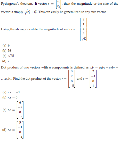 Solved Pythagoras's theorem. If vector r = then the | Chegg.com
