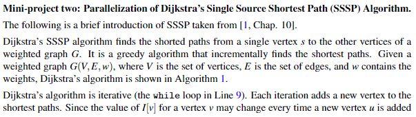 Mini-project two: Parallelization of Dijkstra's | Chegg.com