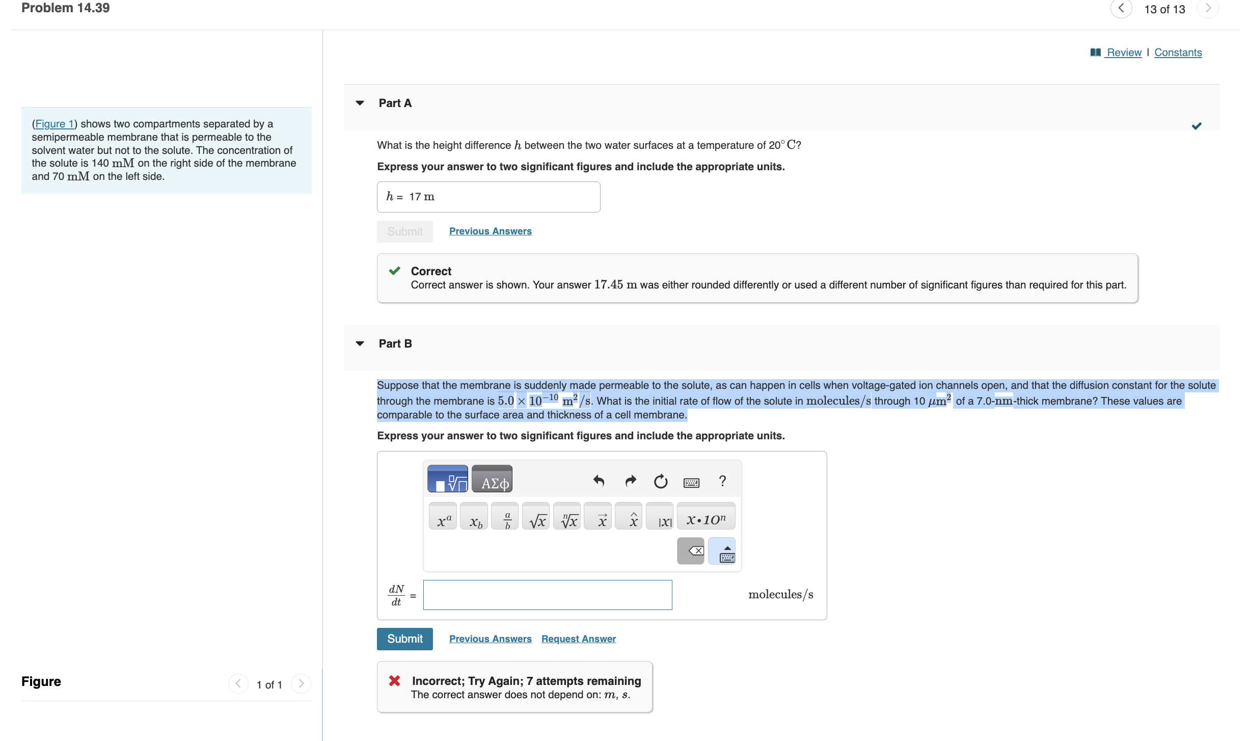 Solved Just need part B. Suppose that the membrane is | Chegg.com