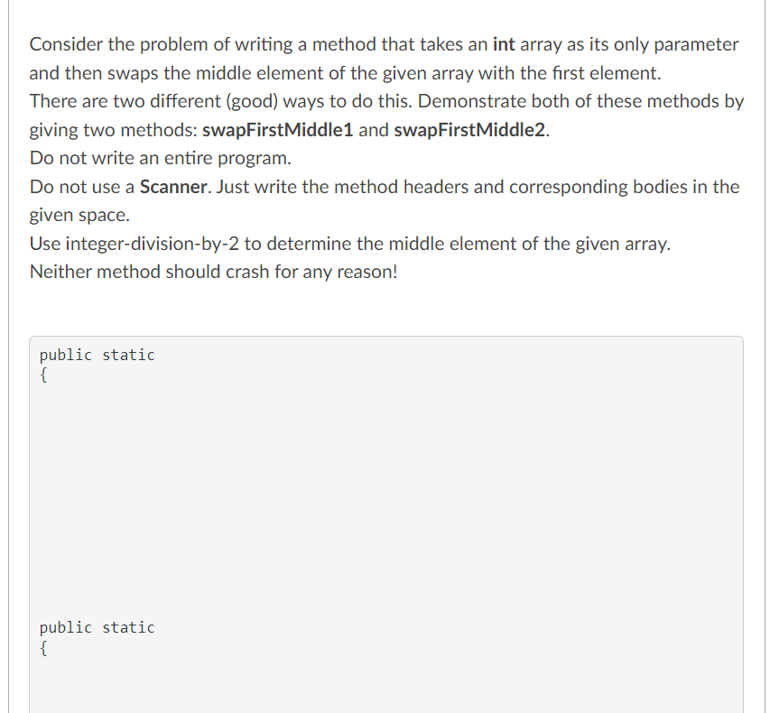 Solved Consider the problem of writing a method that takes | Chegg.com