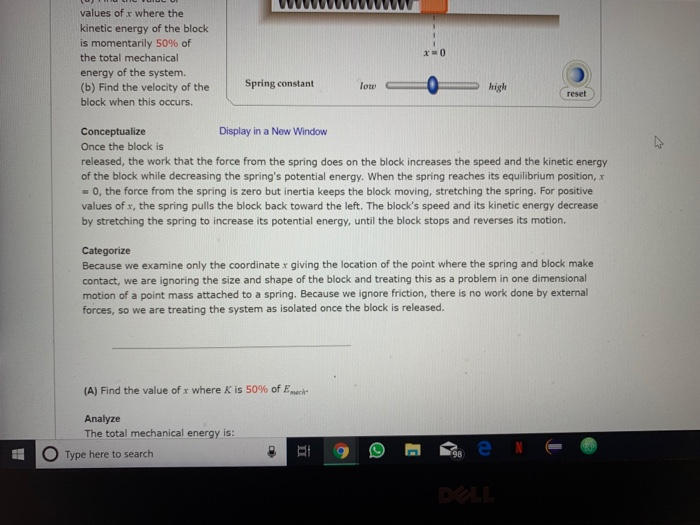 Solved An Oscillating Block-Spring System Instructions: | Chegg.com