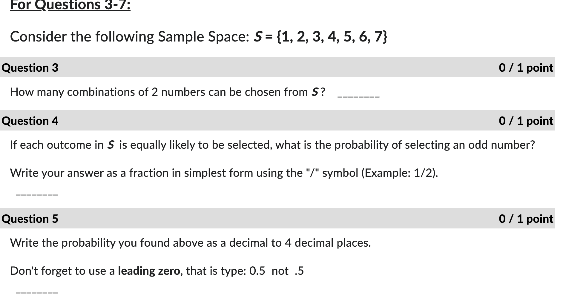 Solved Consider the following Sample Space: | Chegg.com