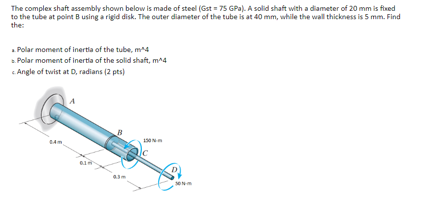 Solved The complex shaft assembly shown below is made of | Chegg.com