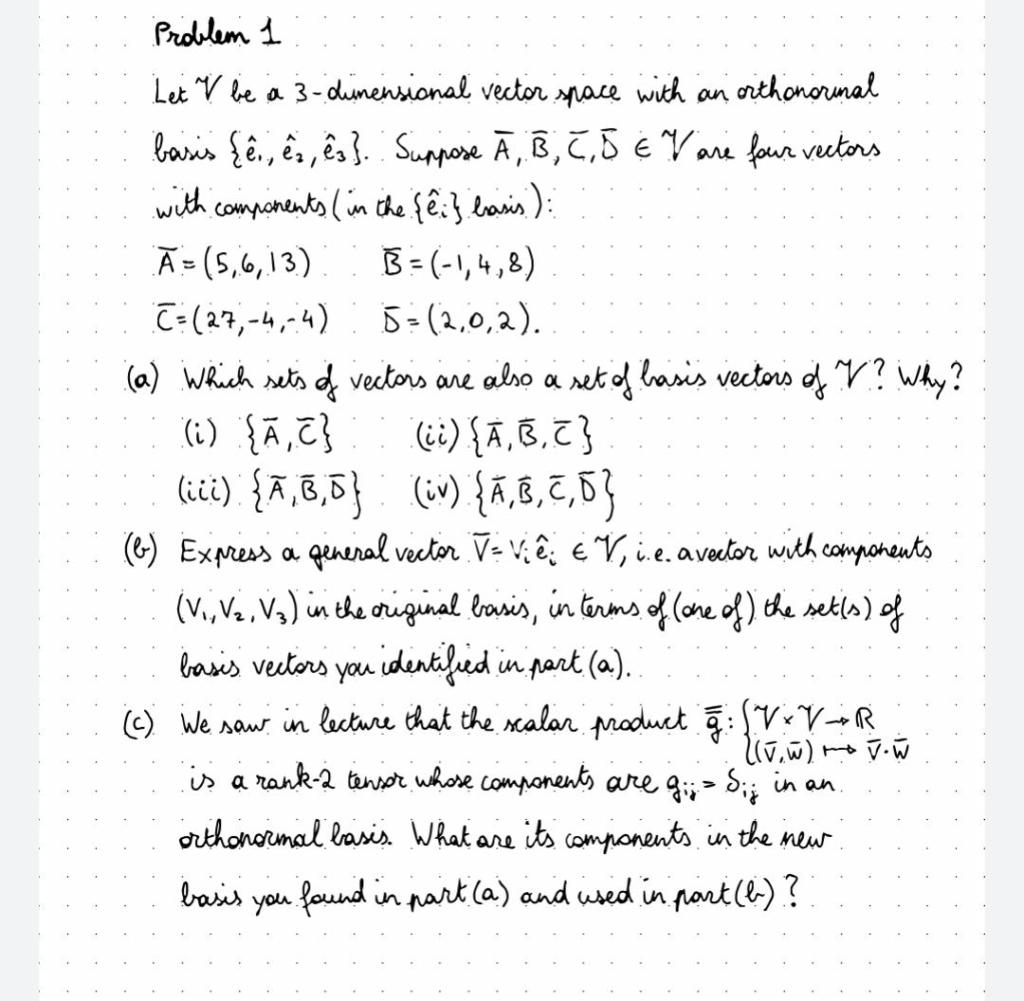 Solved 1 Problem 1 Let V be a 3-dimensional vector space | Chegg.com