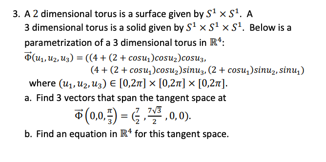 Solved calculus on manifold: Representing Tangent Spaces on | Chegg.com
