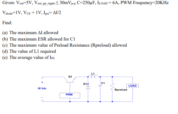 Vdiodc =1 V, VCE=1 V,Iprc=ΔI/2 Find: (a) The maximum | Chegg.com