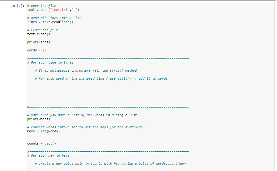 Solved Read in 'text.txt' and create a dictionary with a | Chegg.com