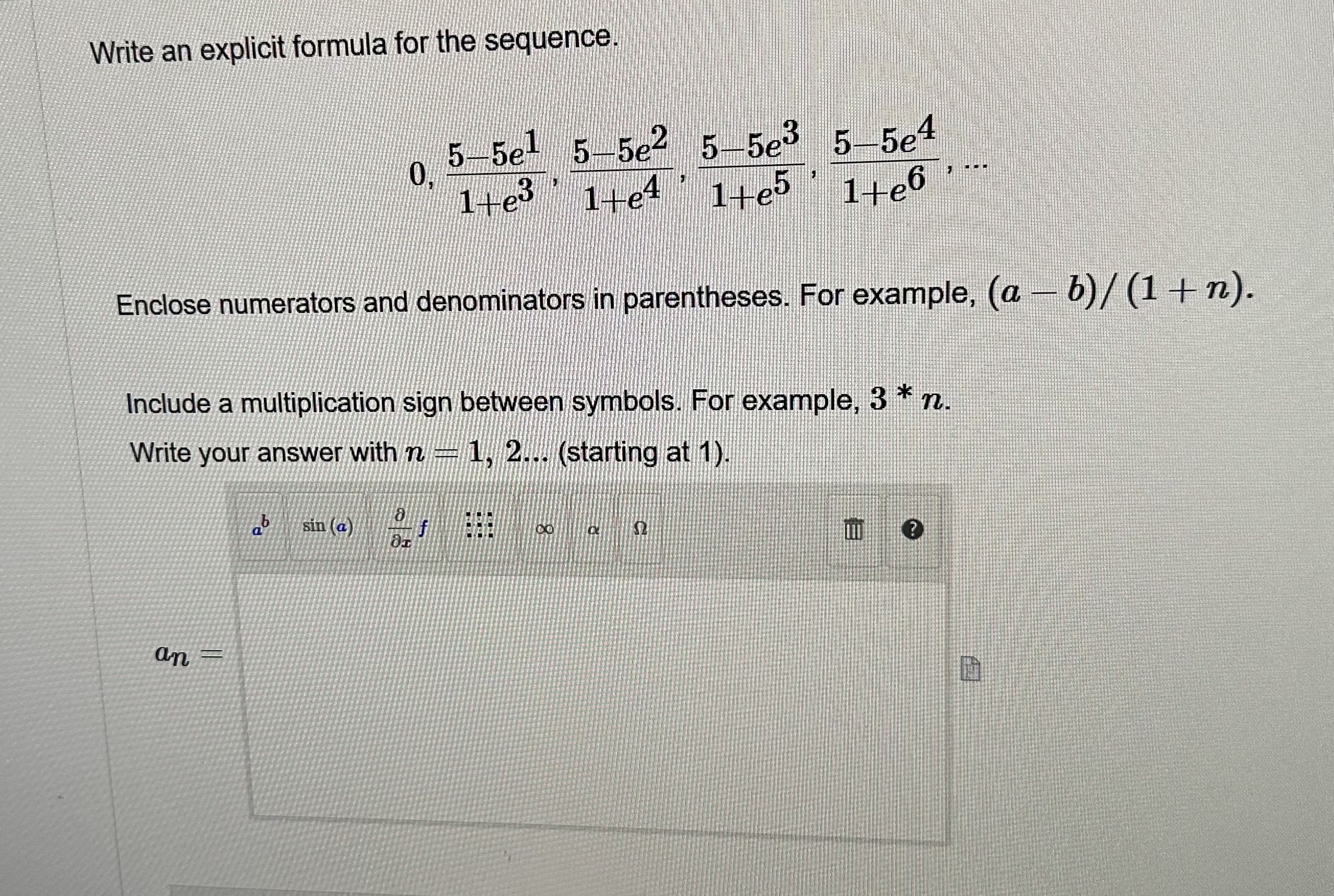 Solved Write an explicit formula for the sequence. | Chegg.com