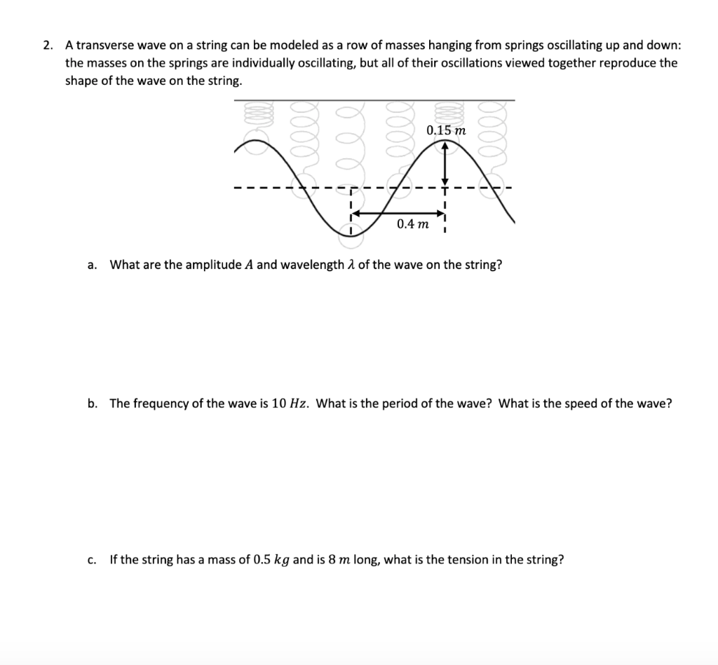 Solved 2. A transverse wave on a string can be modeled as a | Chegg.com