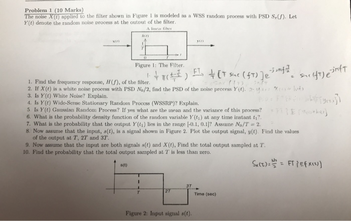 Solved Problem 1 (10 Marks) The noise X(t) applied to the | Chegg.com