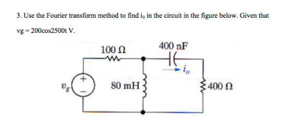 Solved 3. Use the Fourier transform method to find io in the | Chegg.com