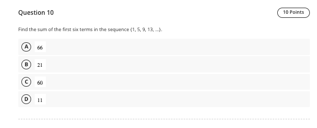 Solved Question 10 Find the sum of the first six terms in | Chegg.com