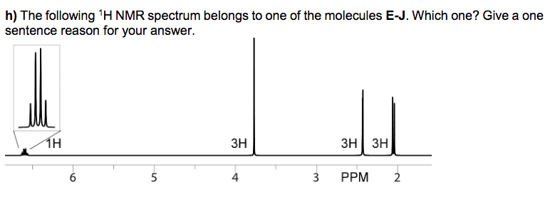 Solved E F G H I Jh) The following 1H NMR spectrum belongs | Chegg.com