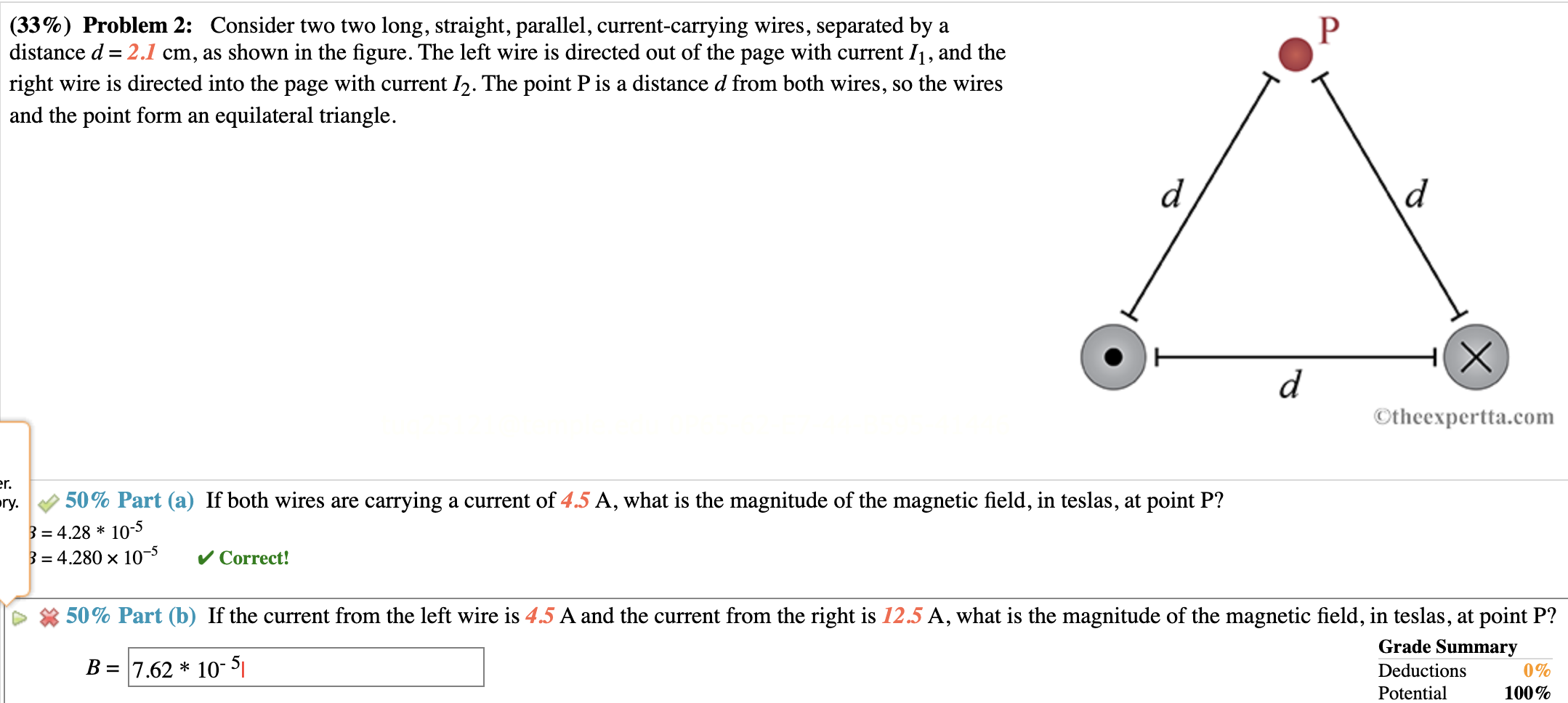 Solved (33\%) Problem 2: Consider two two long, straight, | Chegg.com