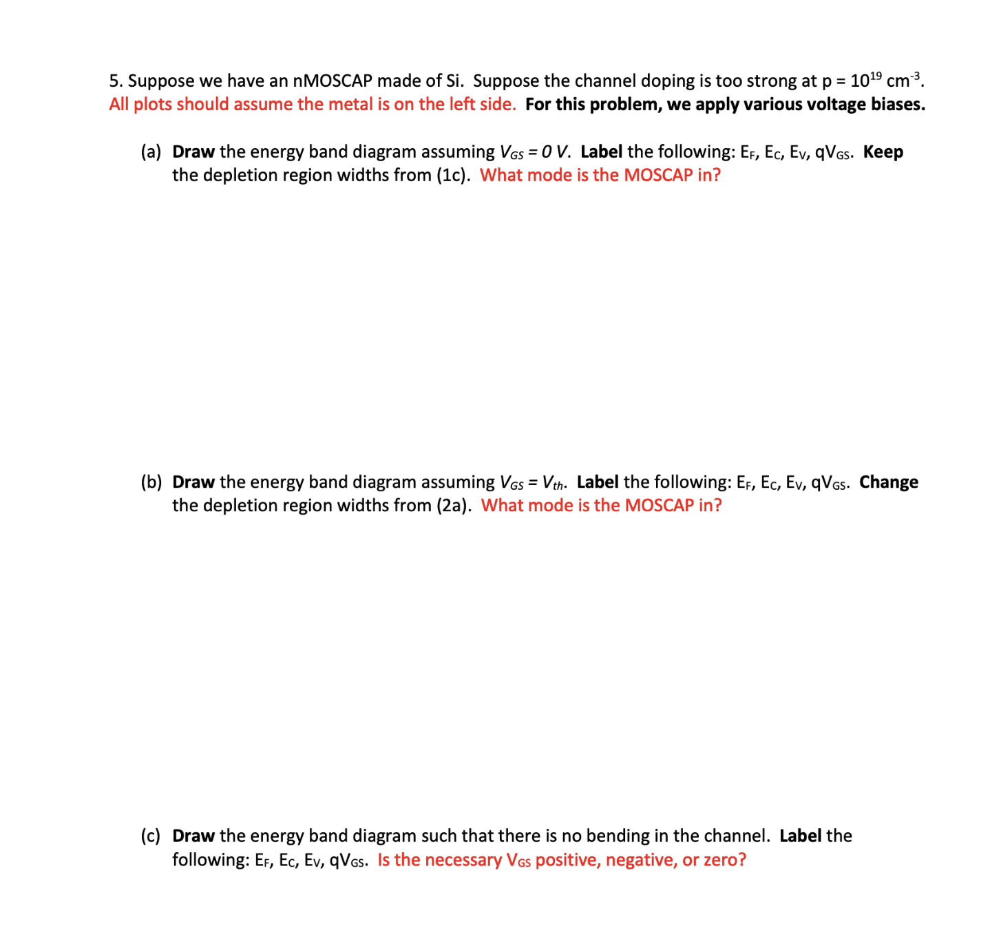 Solved 5. Suppose we have an nMOSCAP made of Si. Suppose the | Chegg.com