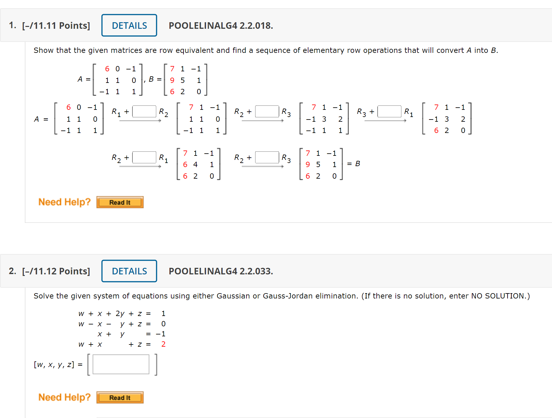 Solved Show that the given matrices are row equivalent and | Chegg.com