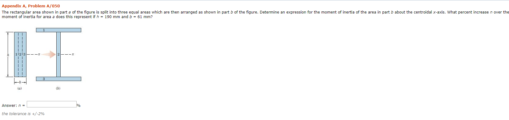 Solved Appendix A, Problem A/050 The rectangular area shown | Chegg.com