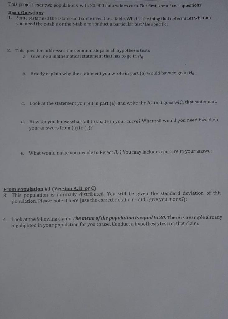 Solved This project uses two populations, with 20,000 data | Chegg.com