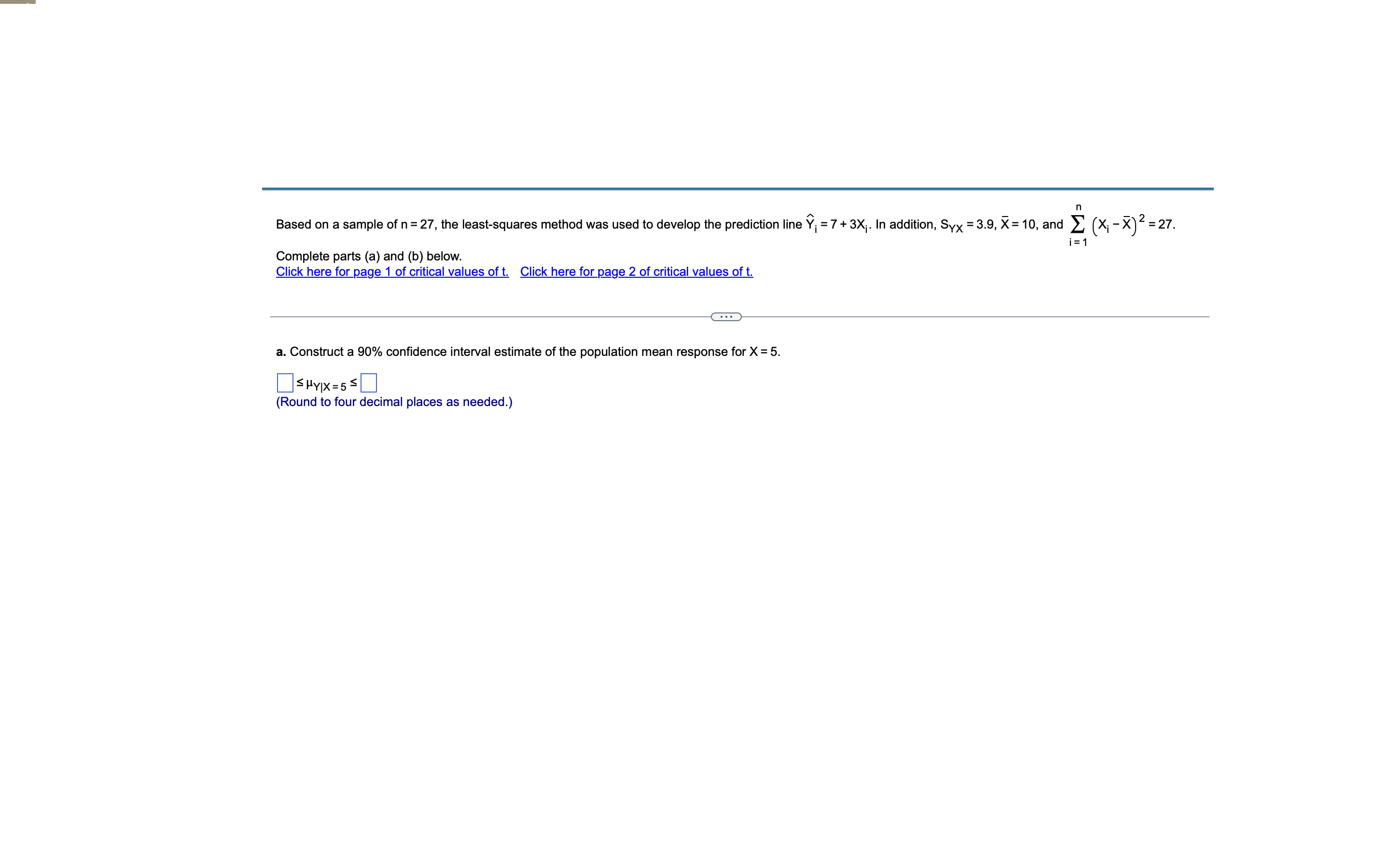 Solved Based On A Sample Of N 27 The Least Squares Method