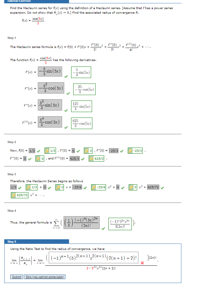 Solved Tutorial Exercise Find the Maclaurin series for f(x) | Chegg.com