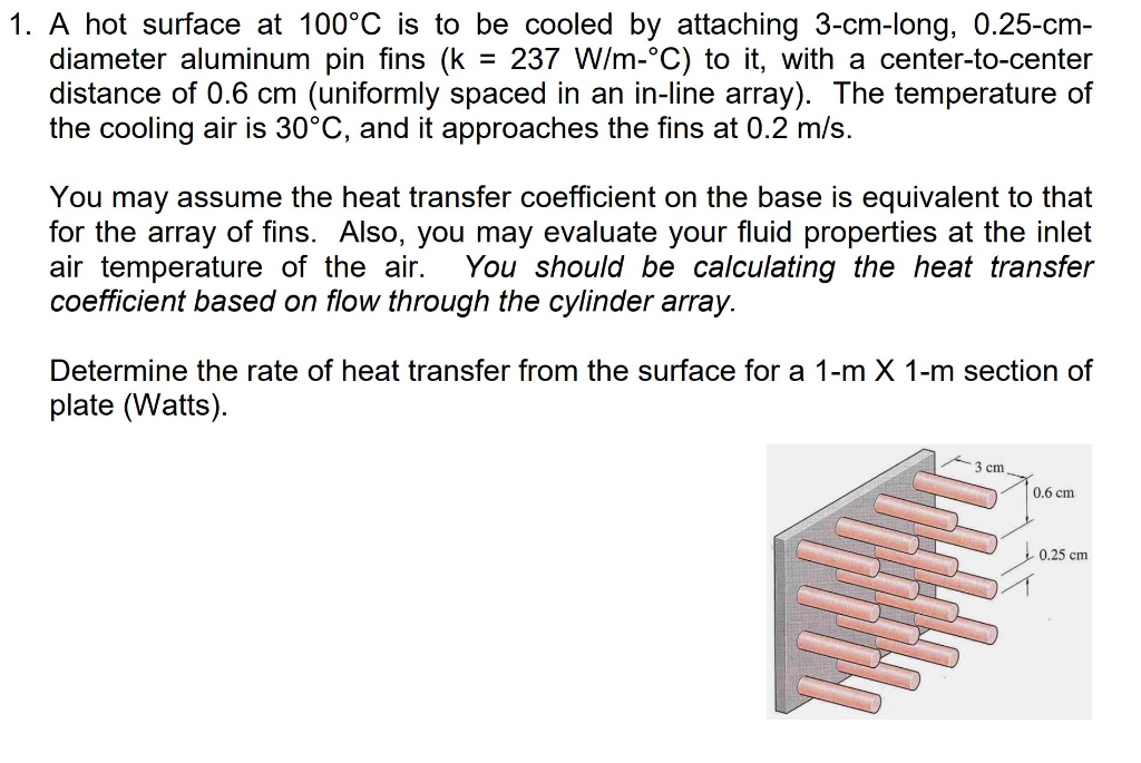 Solved 1. A hot surface at 100°C is to be cooled by | Chegg.com