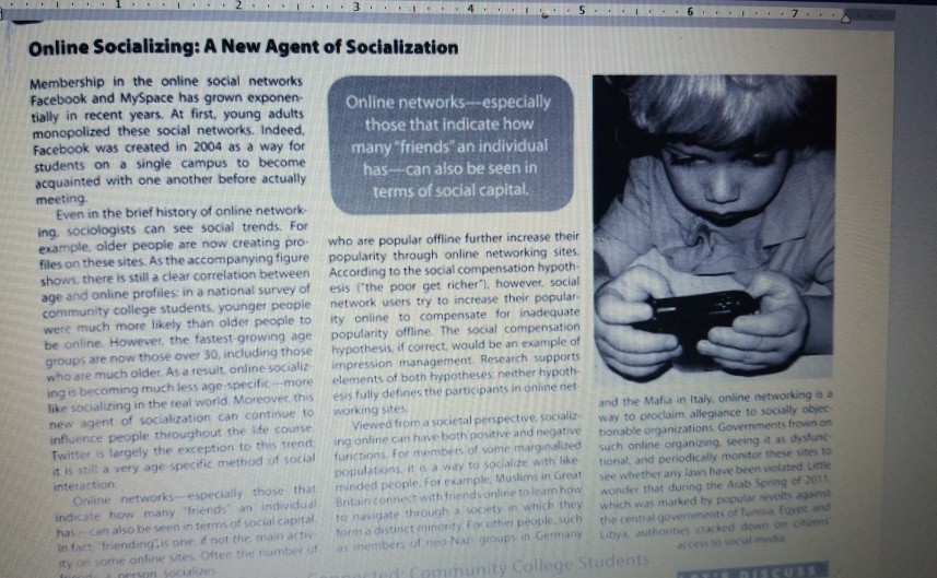 Online Socializing: A New Agent of Socialization | Chegg.com