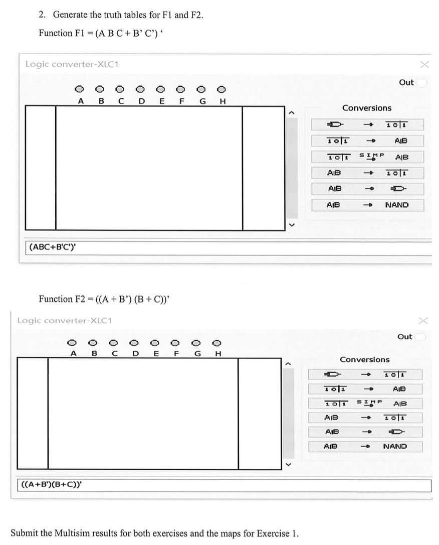 Solved 2. Generate the truth tables for F1 and F2. Function | Chegg.com