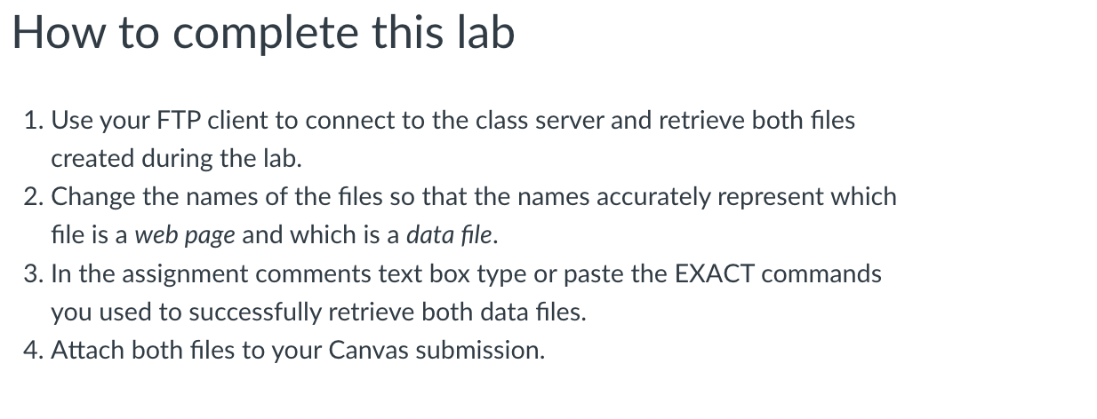 Solved How to complete this lab 1. Use your FTP client to | Chegg.com