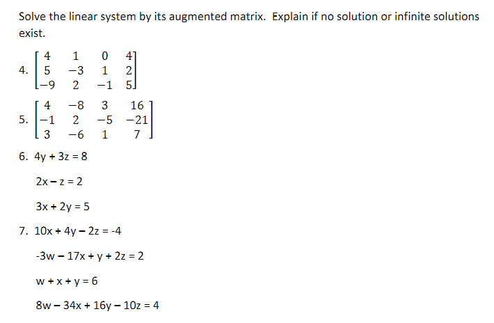 Solved Solve the linear system by its augmented matrix. | Chegg.com